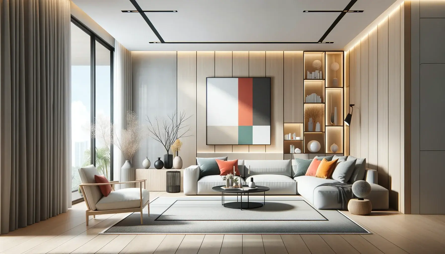 Déco Salon Minimaliste : Harmoniser Simplicité et Touches Colorées